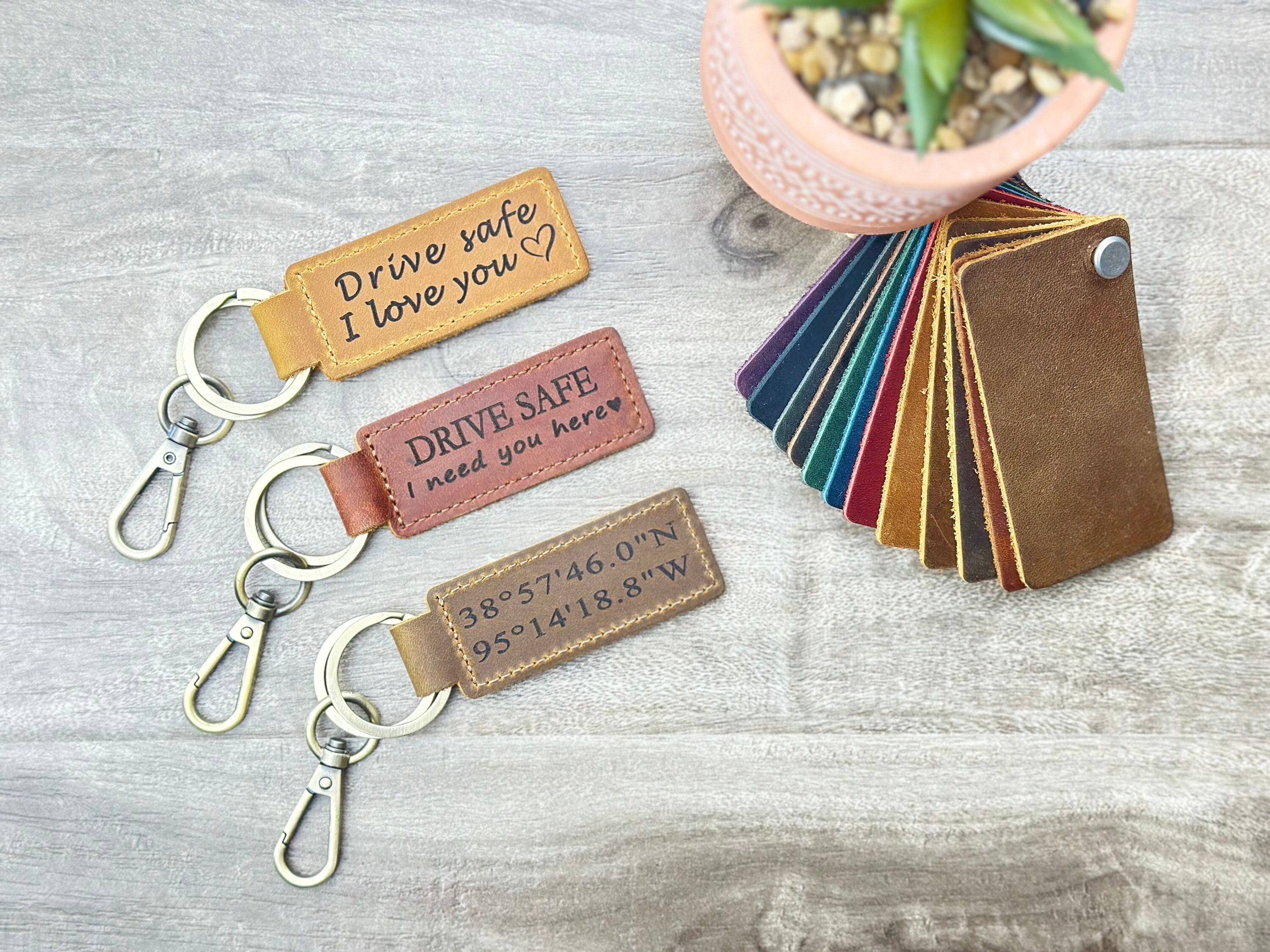 Personalized Leather Keychain, Premium Engraved Keychains for Men ...