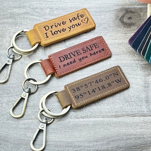 Personalized Leather Coordinates Key Chain, Customized Latitude ...