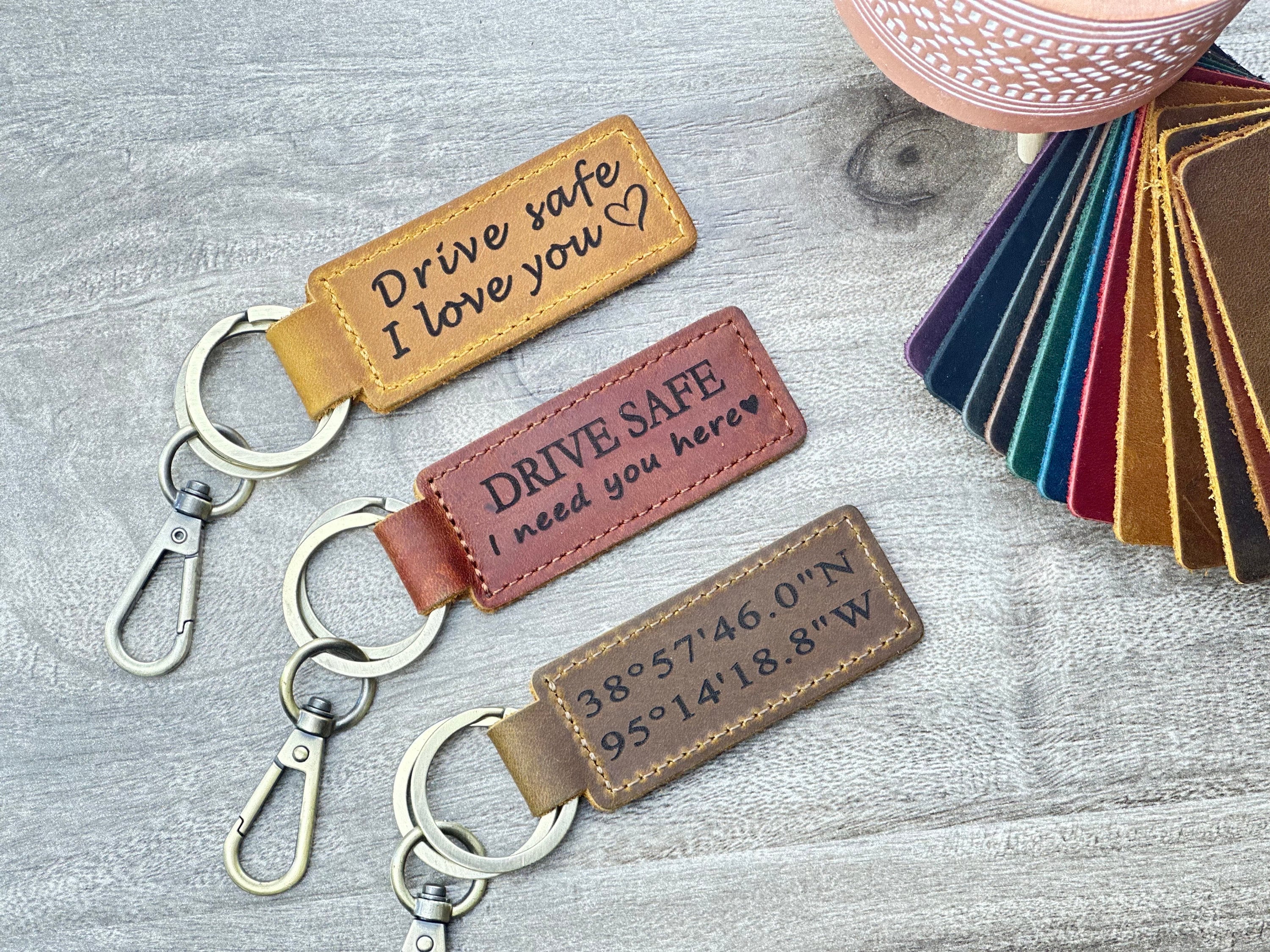 Personalized Leather Keychain, Premium Engraved Keychains for Men ...