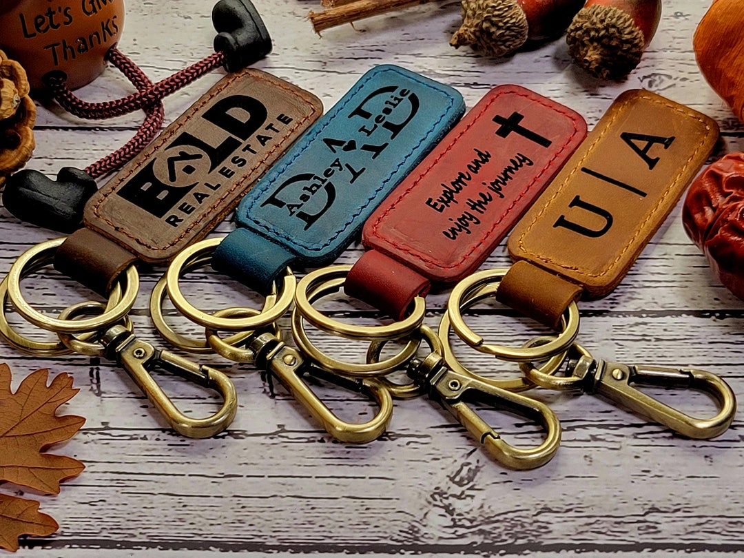 Personalized Leather Keychain, Custom Keychain, Leather Gift, Unique ...