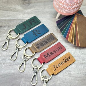 Personalized Leather Keychain, Custom Keychain, Leather Gift, Unique ...