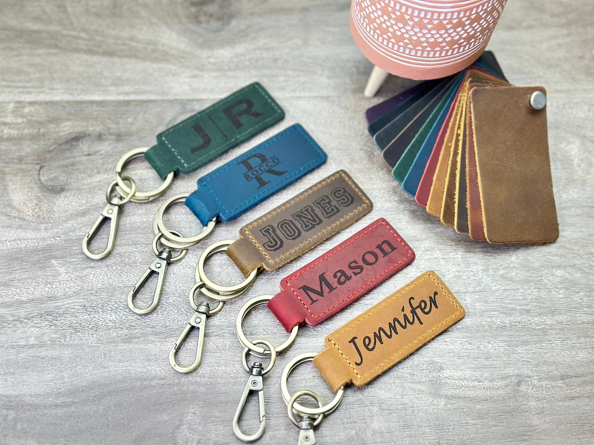 Personalized Leather Keychain, Custom Keychain, Leather Gift, Unique ...