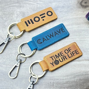 Custom Logo Leather Keychain - Personalized Business Branding Keychains ...