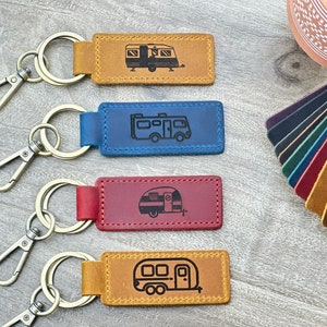 Custom RV Leather Keychain, Personalized Motorhome Key Chain, Travel ...