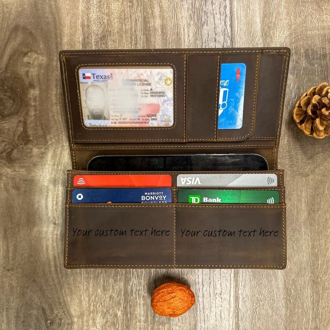 LONG WALLET, MAN Long Leather Wallet, Personalized Long Bifold Wallet ...