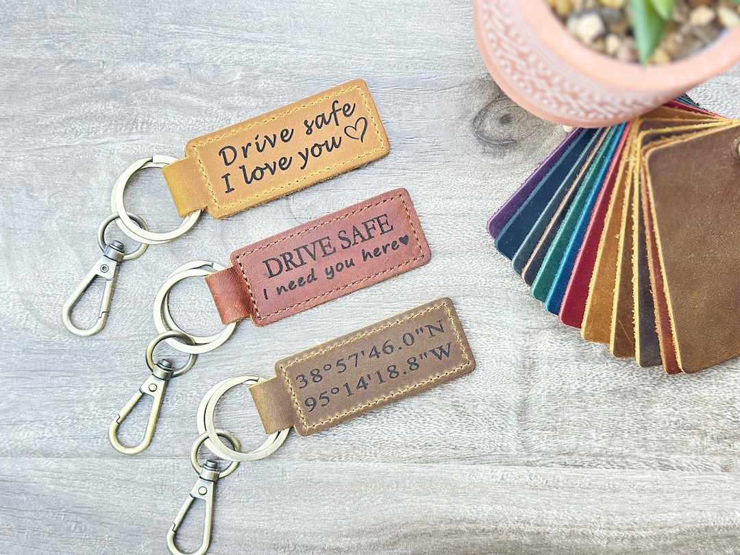 Personalized Leather Keychain, Premium Engraved Keychains for Men ...