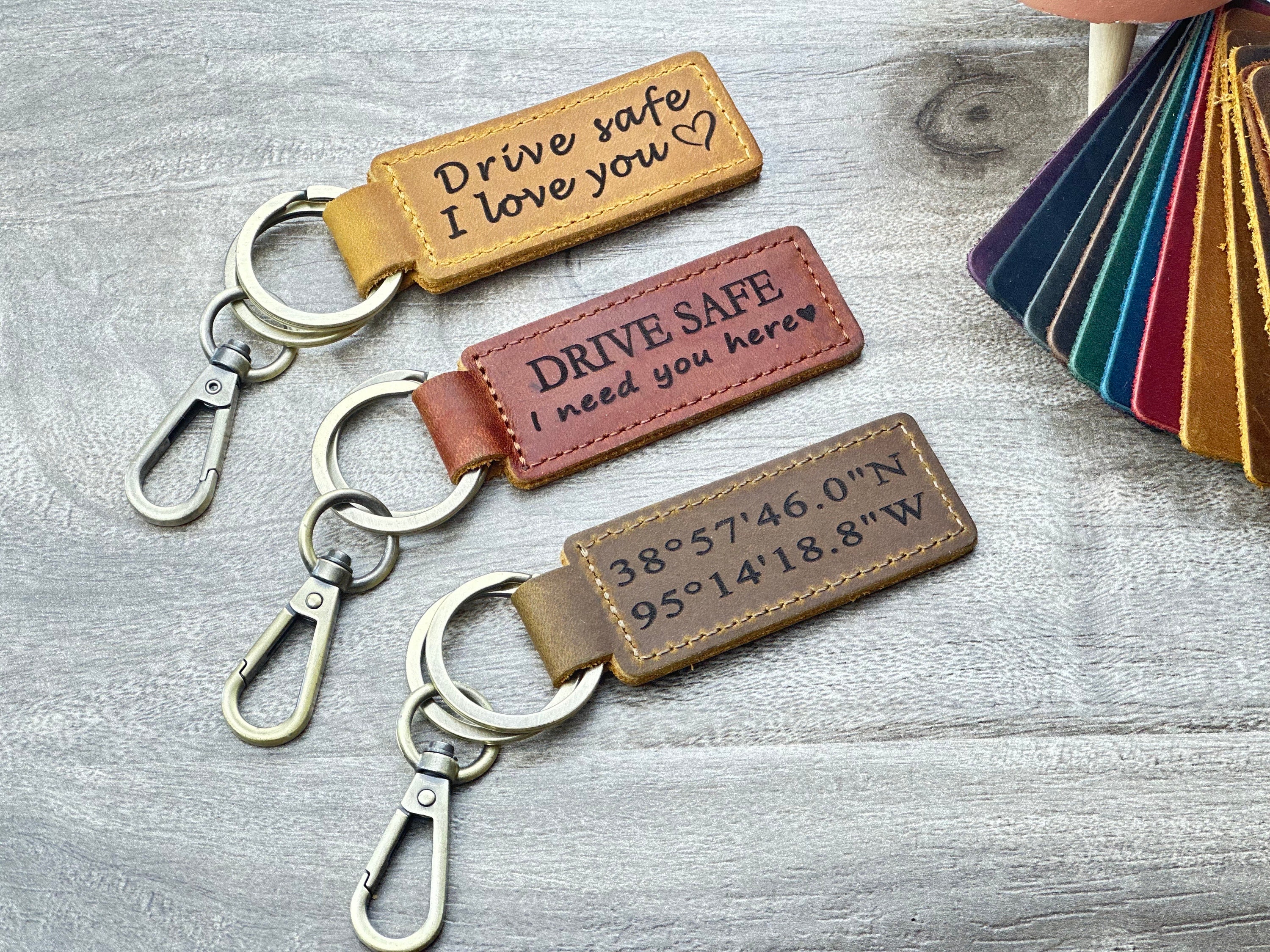 Personalized Leather Keychain, Premium Engraved Keychains for Men ...