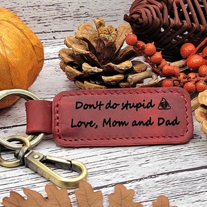 Personalized Leather Keychain, Custom Engraved Key Ring, Gift for Her ...