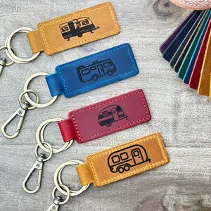 Custom RV Leather Keychain, Personalized Motorhome Key Chain, Travel ...