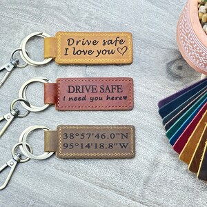 Personalized Leather Coordinates Key Chain, Customized Latitude ...