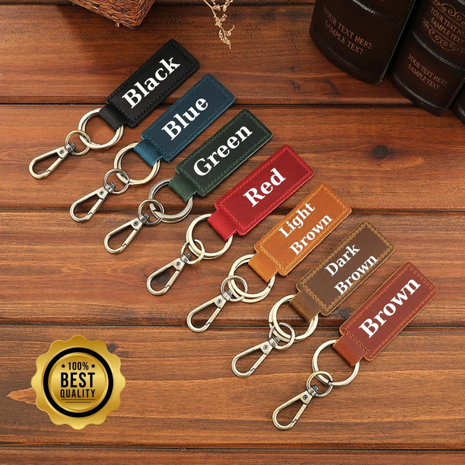 Personalized Leather Keychain, Premium Engraved Keychains for Men ...