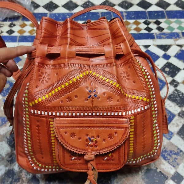 Moroccan Leather Bag - Etsy