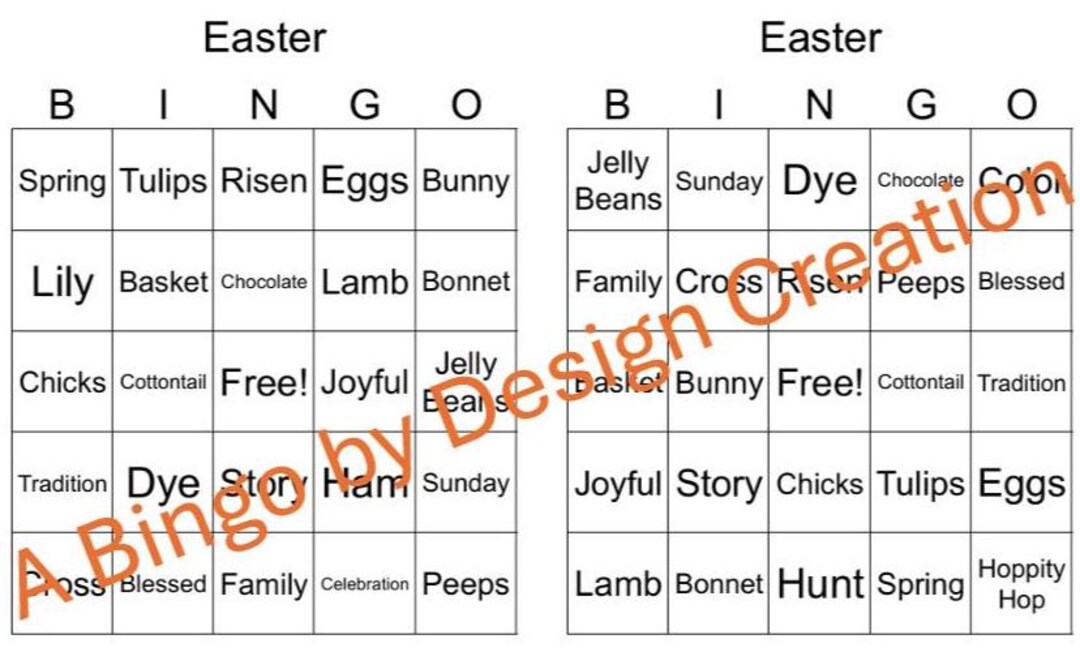Easter Bingo Cards - Printable – 40 Unique Cards + Call List – Instant ...