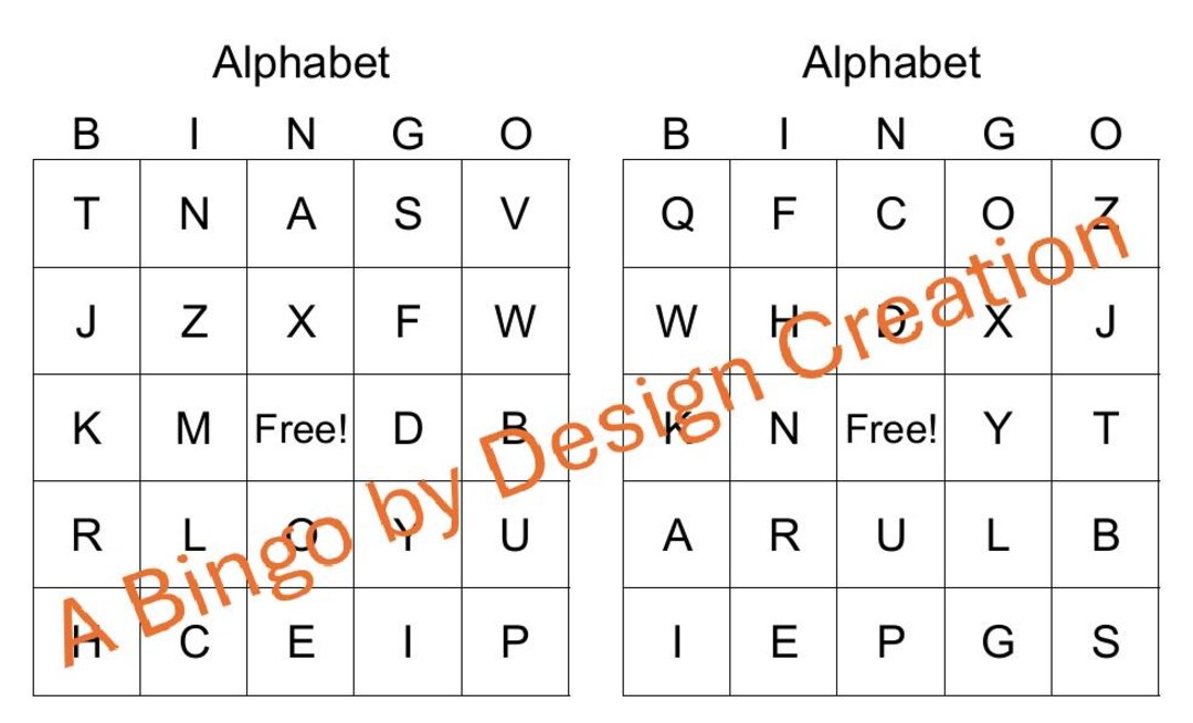 Alphabet Bingo – 40 Unique Printable Cards (instant Download) - Etsy