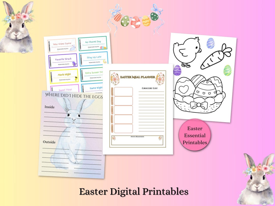 Printable Easter Menu Planner, Easter Coloring Page, Kid's Easter ...