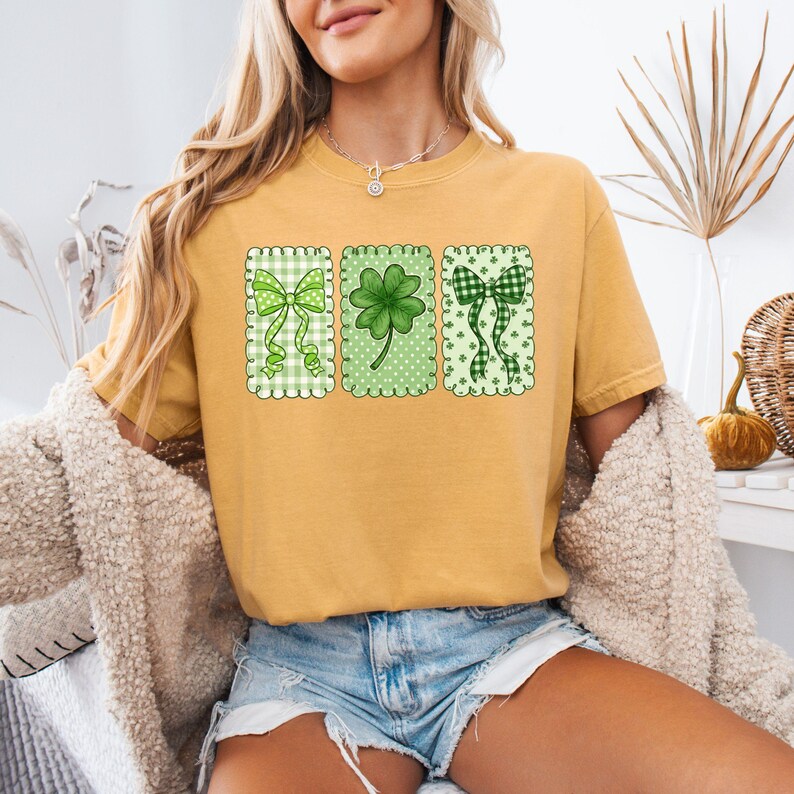 Comfort Colors St. Patrick's Day Tee, Vintage Shamrock Coquette T-shirt ...