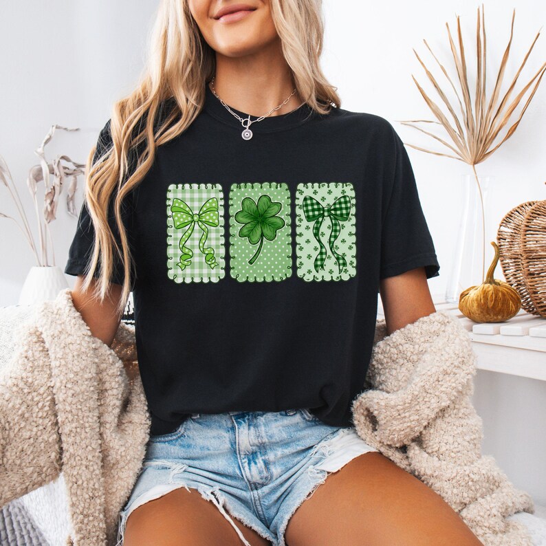Comfort Colors St. Patrick's Day Tee, Vintage Shamrock Coquette T-shirt ...
