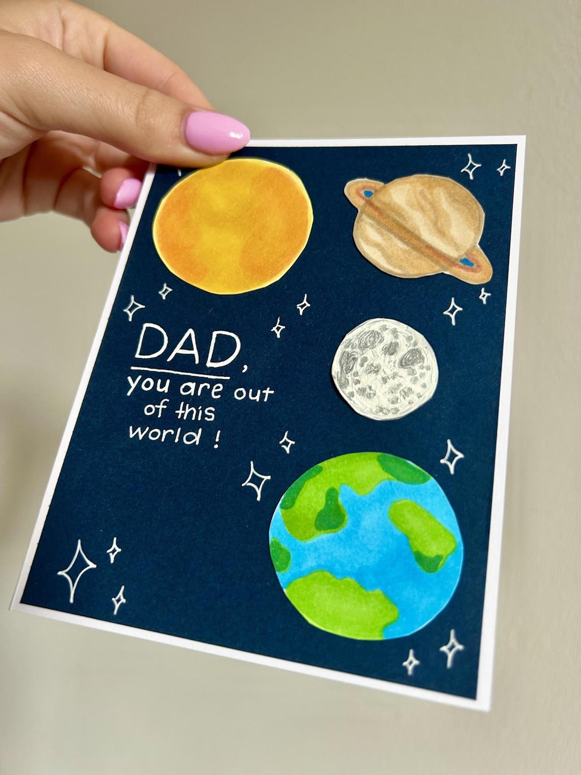 Space Themed Father's Day Card | Cute Galaxy Planet Design | Planets ...
