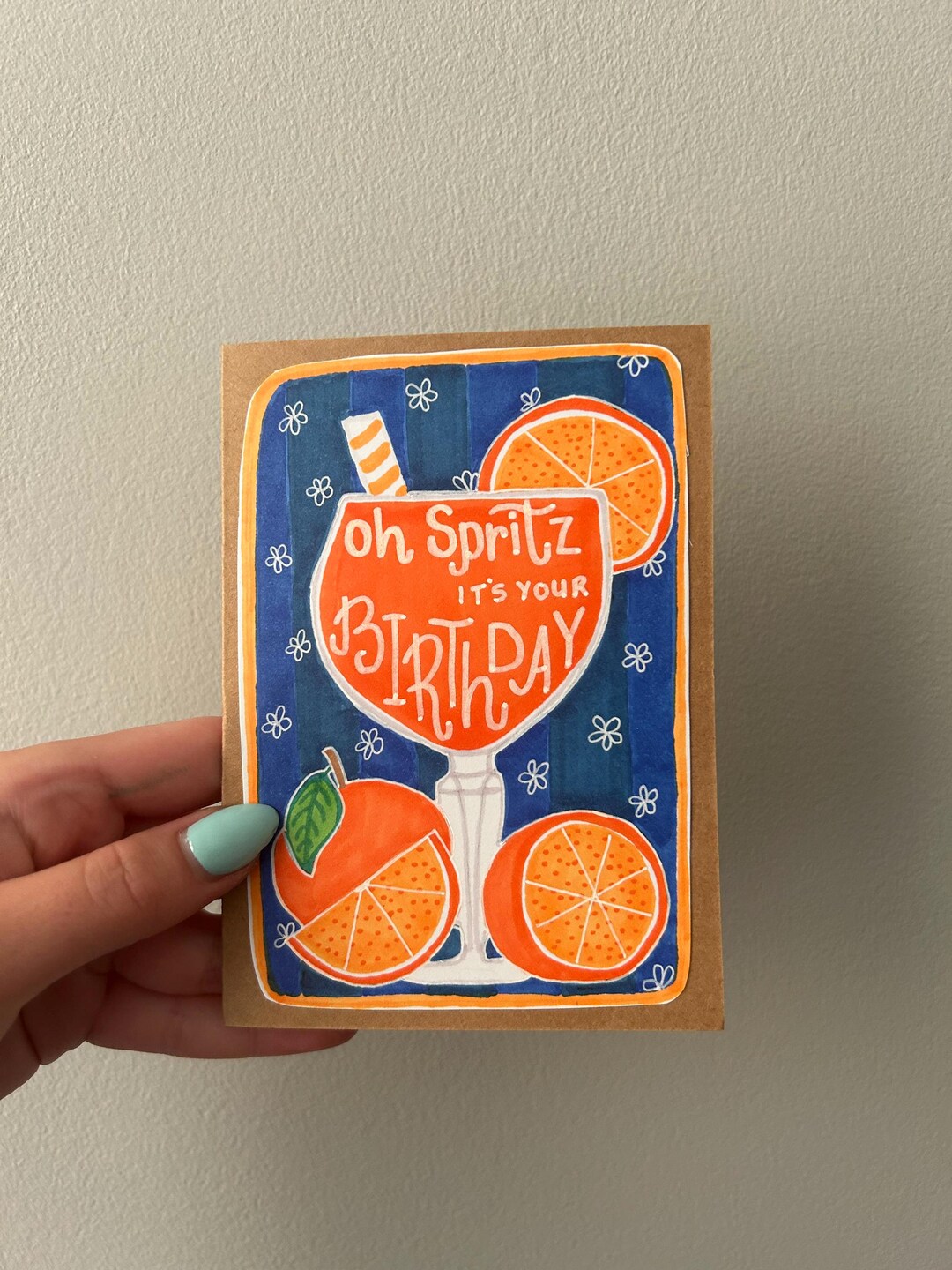 Aperol Spritz Birthday Card - Hand Drawn Cocktail Card for Her - Cute ...