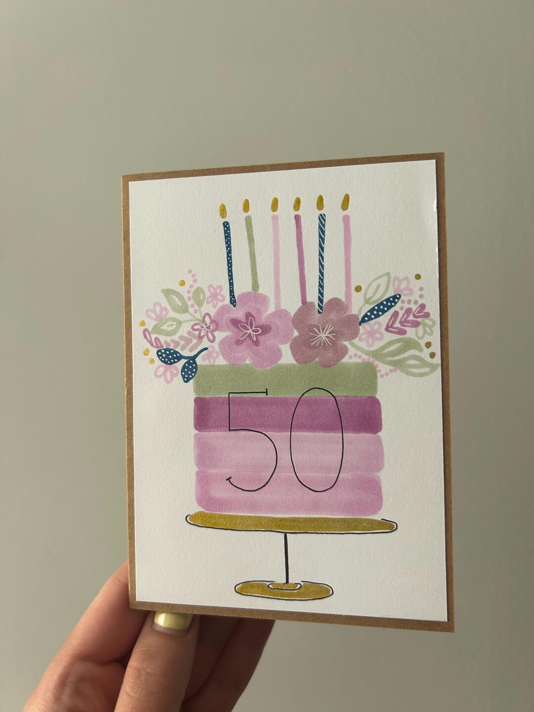 Handmade Milestone Birthday Card: Custom Age, Floral Cake - Etsy