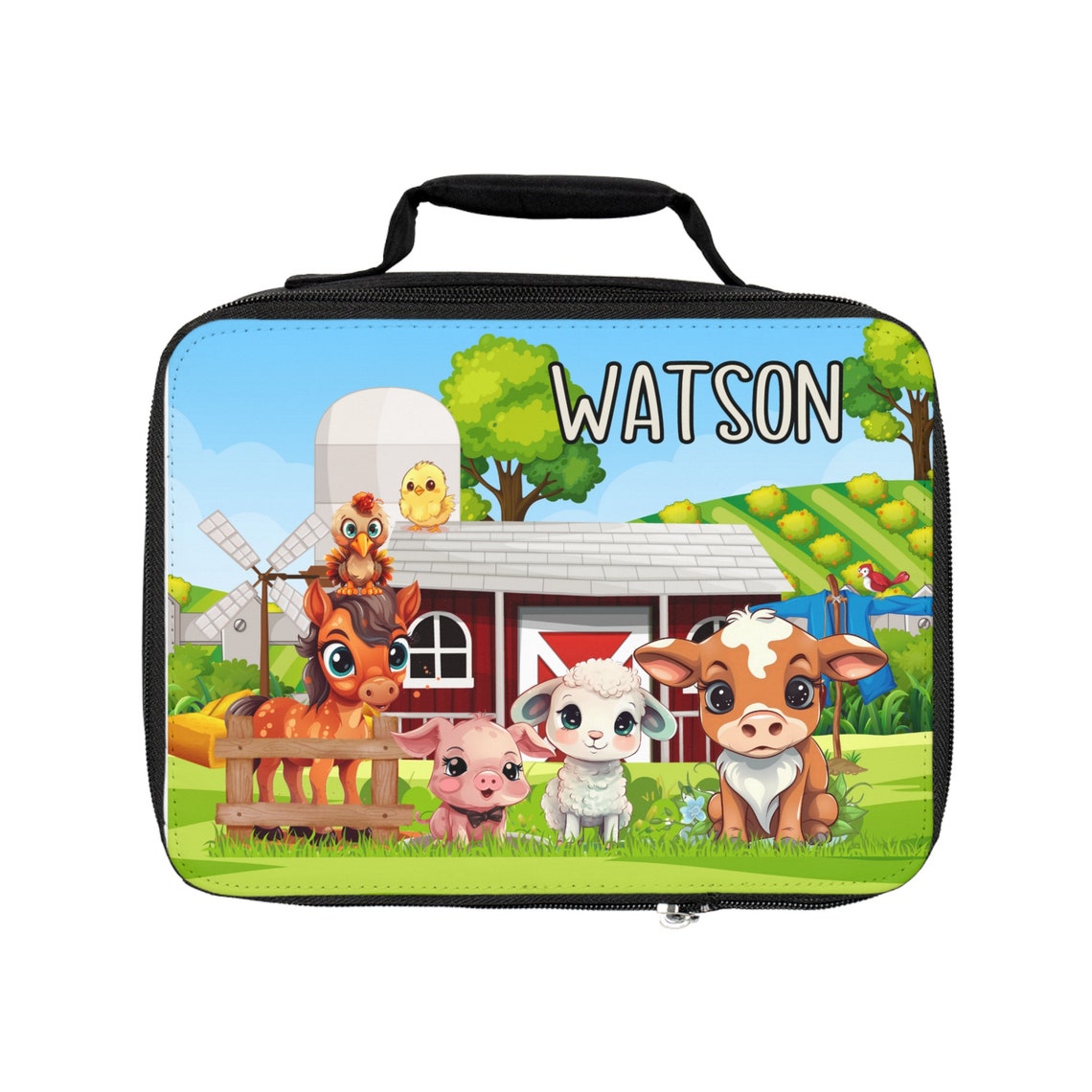 Personalized Barn Kids Lunch Box, Childrens Insulated School Lunch Bag ...