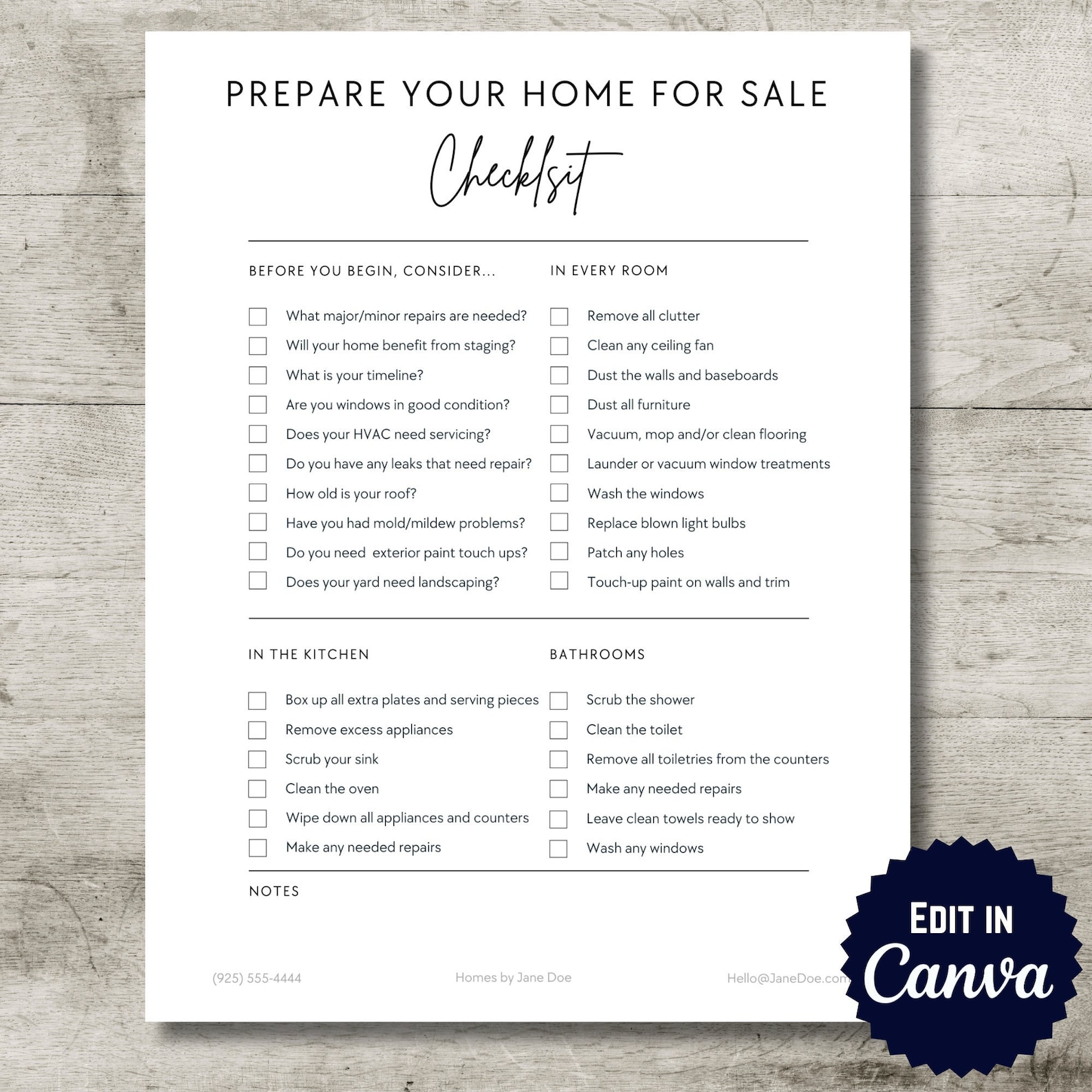 Real Estate Prepare for Sale Checklist, Home Selling Checklist, Seller ...