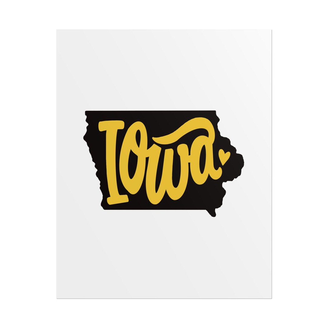 Iowa Black and Gold Art Print: Elegant State Pride Home Decor - Etsy