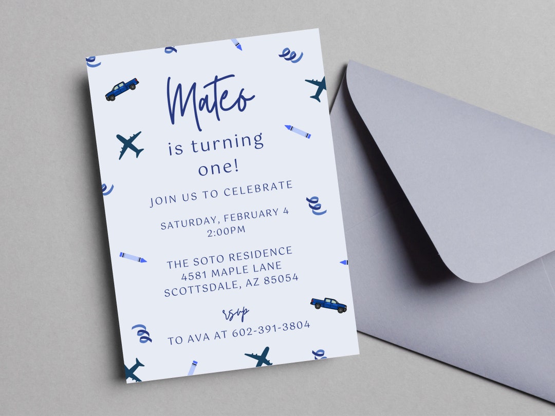 Boy Birthday Party Invitation Template - Simple - Etsy