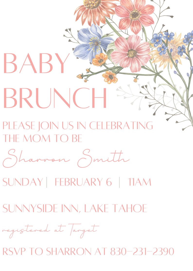 Baby Brunch Shower Invitation Template - Etsy