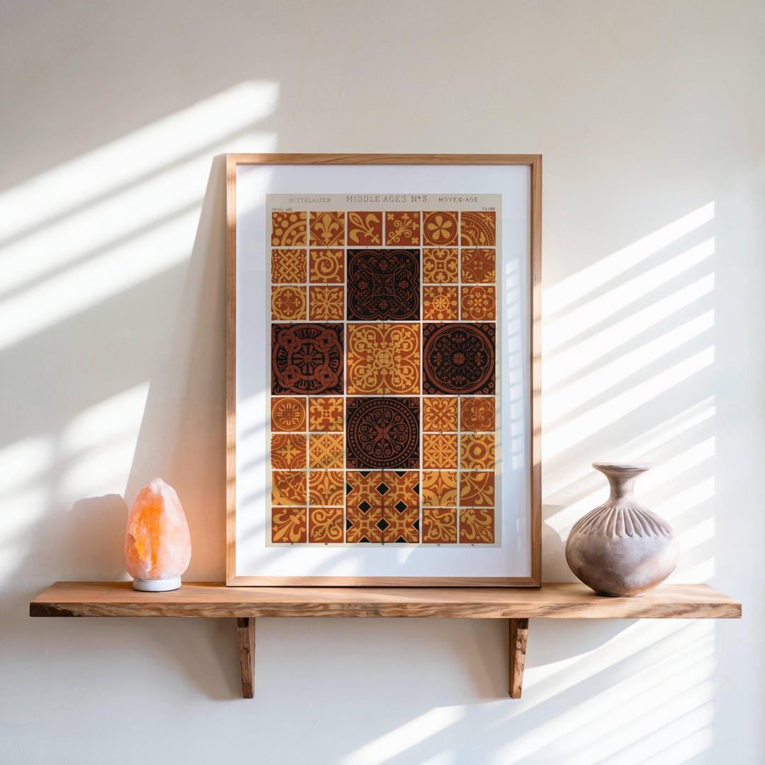 Medieval Tile Wall Art Printable, Vintage Middle Ages Pattern Poster ...