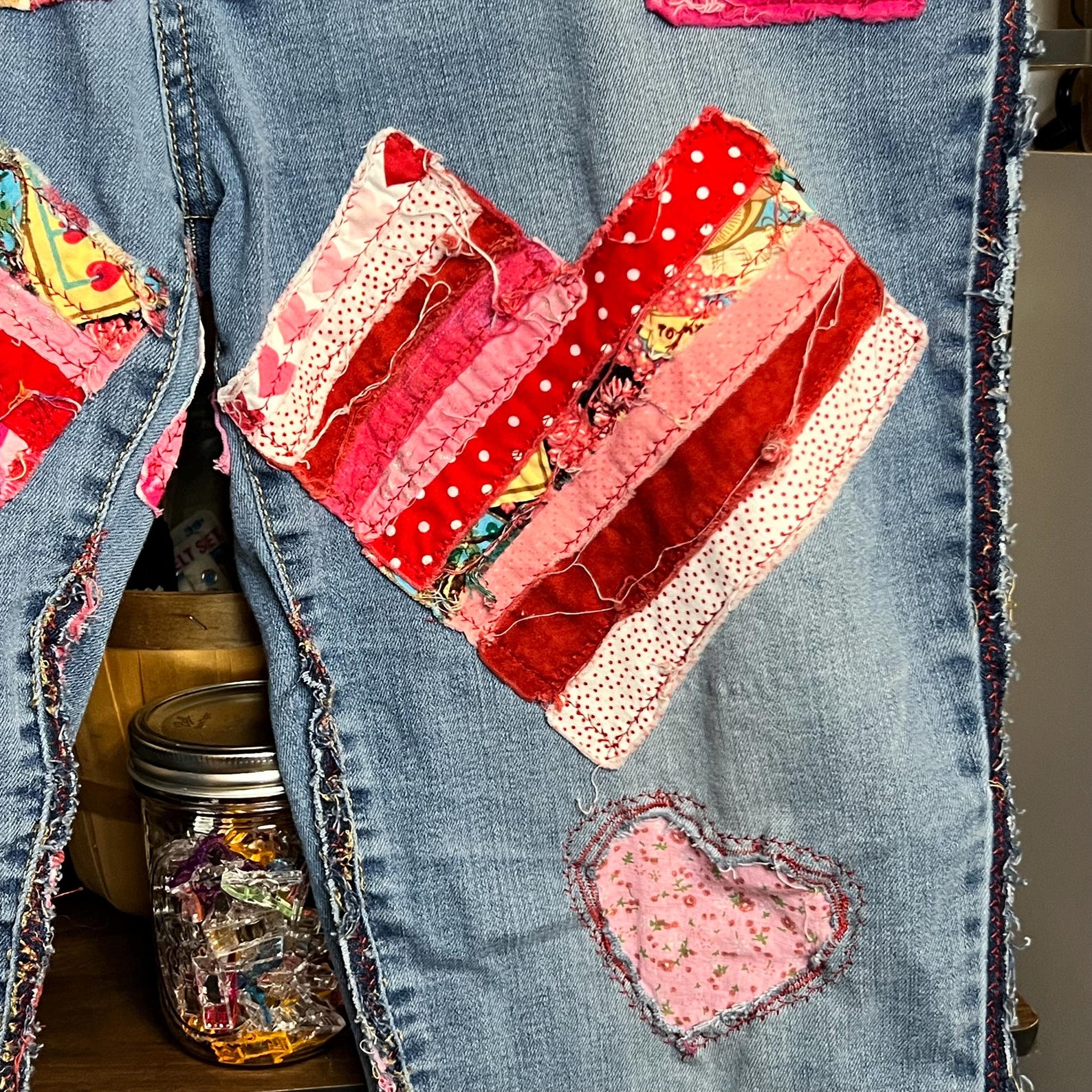 Upcycled Reworked Valentine's Day Patched Boho Distressed Cropped ...