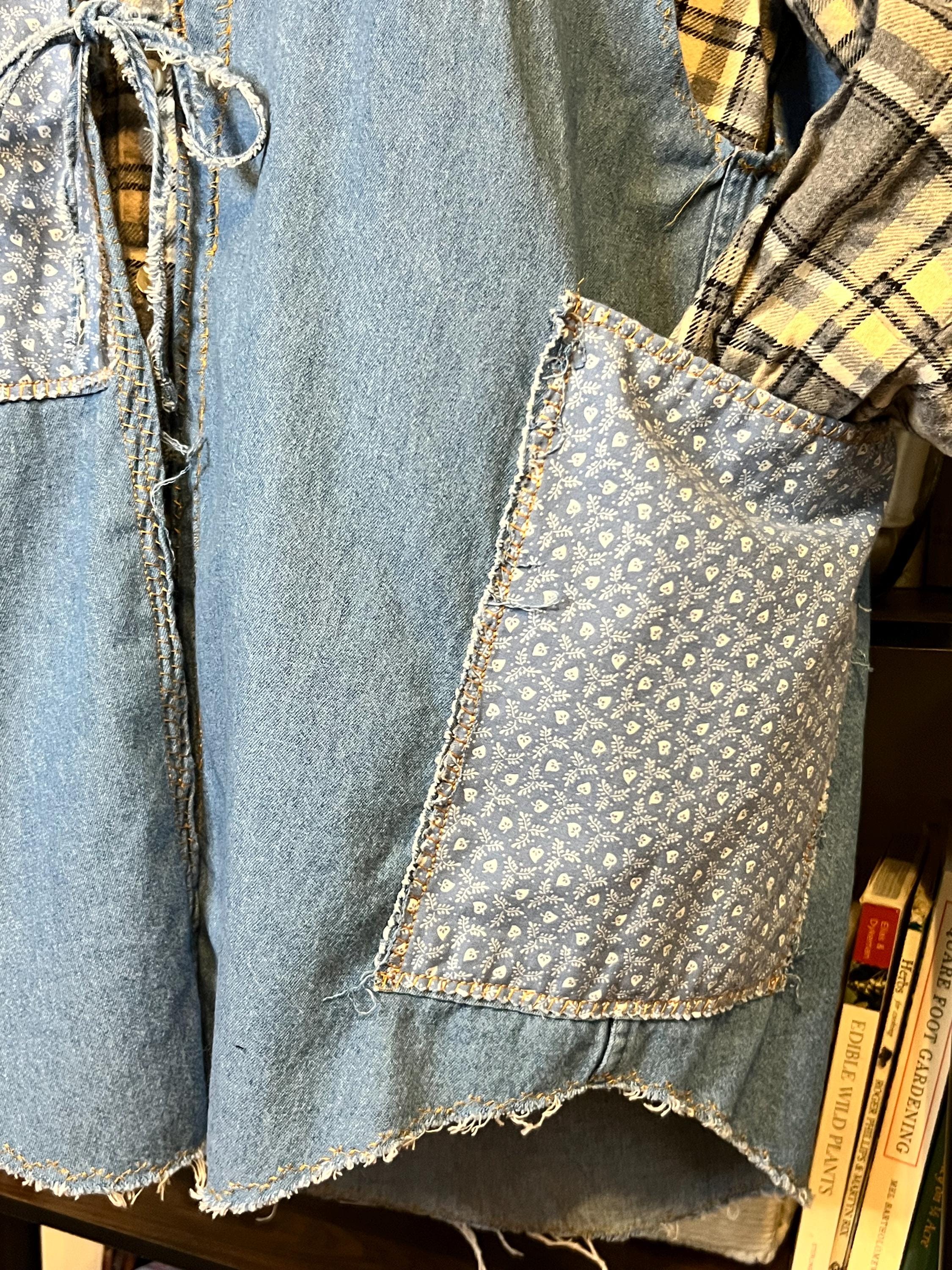 Upcycled Work Smock, Cottagecore Garden Apron Vest With Patch Pockets ...