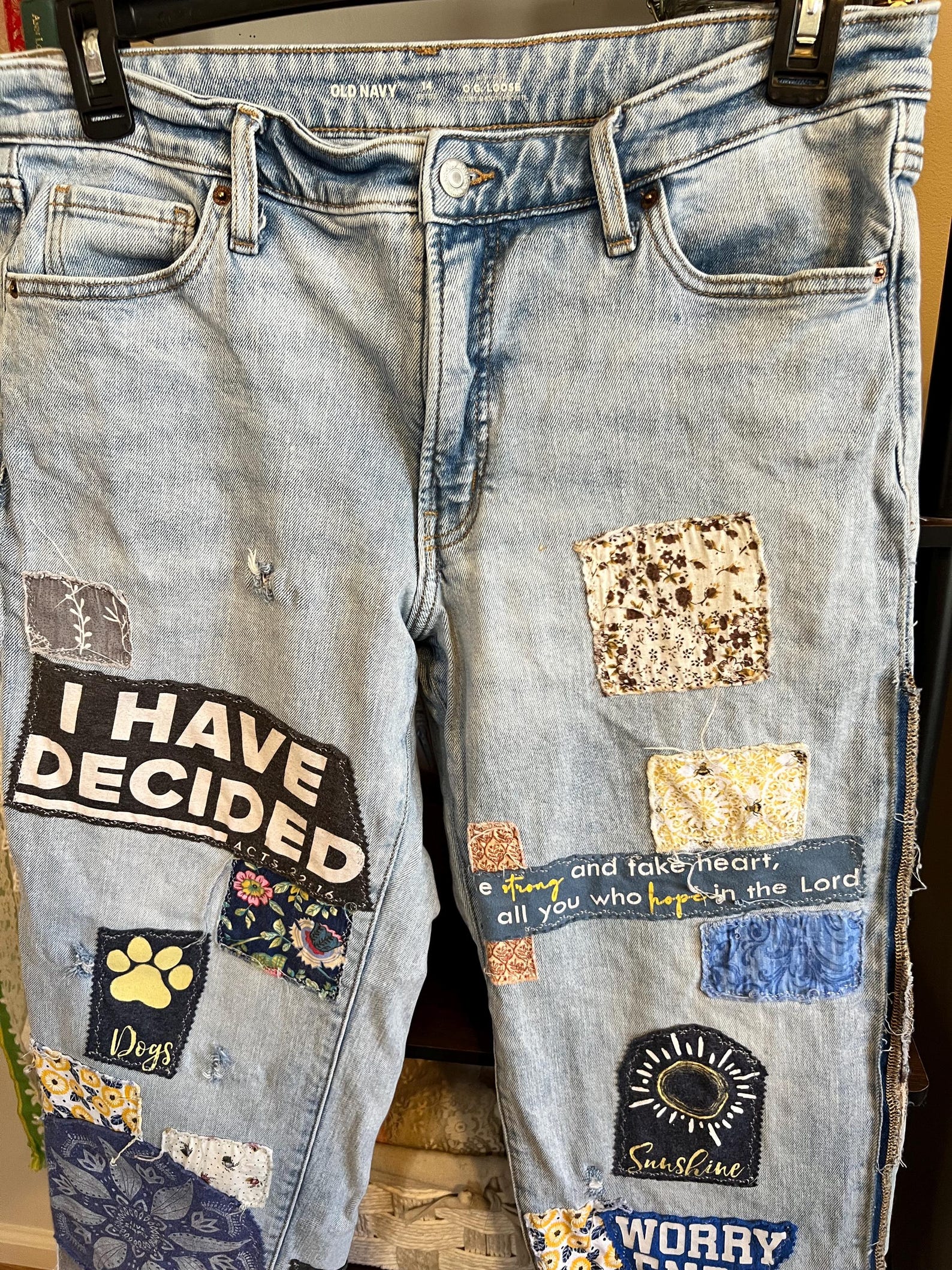 Upcycled Reworked Faith-inspired Fashion | Scripture Jeans | Handmade ...
