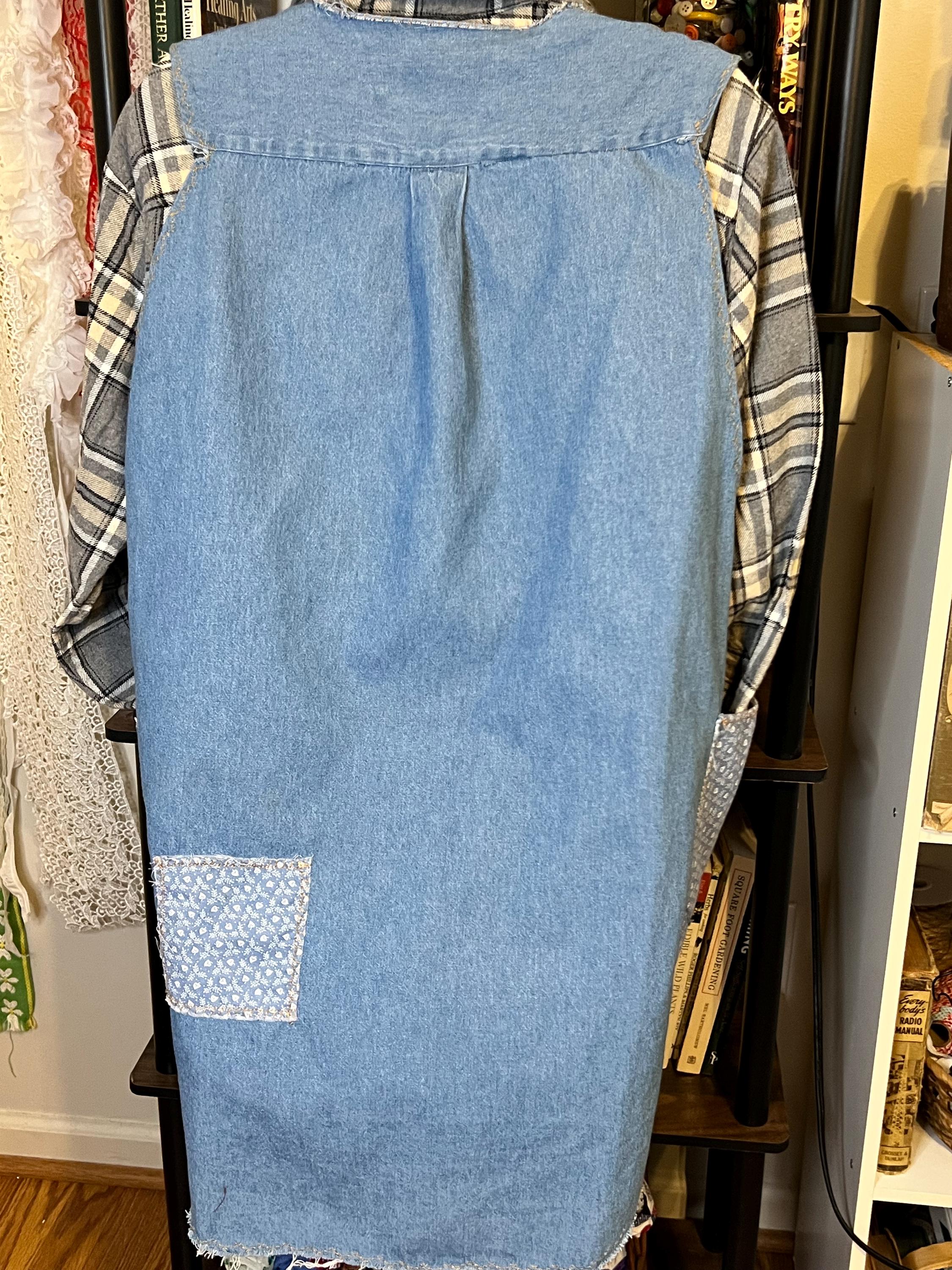 Upcycled Work Smock, Cottagecore Garden Apron Vest With Patch Pockets ...