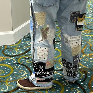 Upcycled Reworked Faith-inspired Fashion | Scripture Jeans | Handmade ...