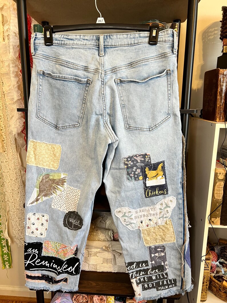Upcycled Reworked Faith-inspired Fashion | Scripture Jeans | Handmade ...