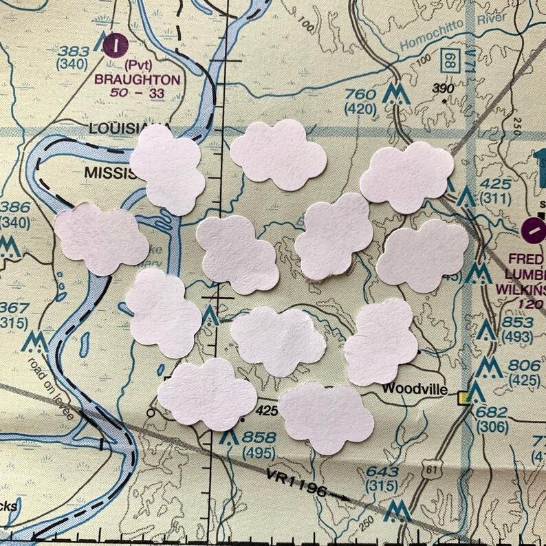 Airplane and Cloud Confetti Made Out of Recycled Sectional Charts and Paper 200 Pieces| Pilot ...