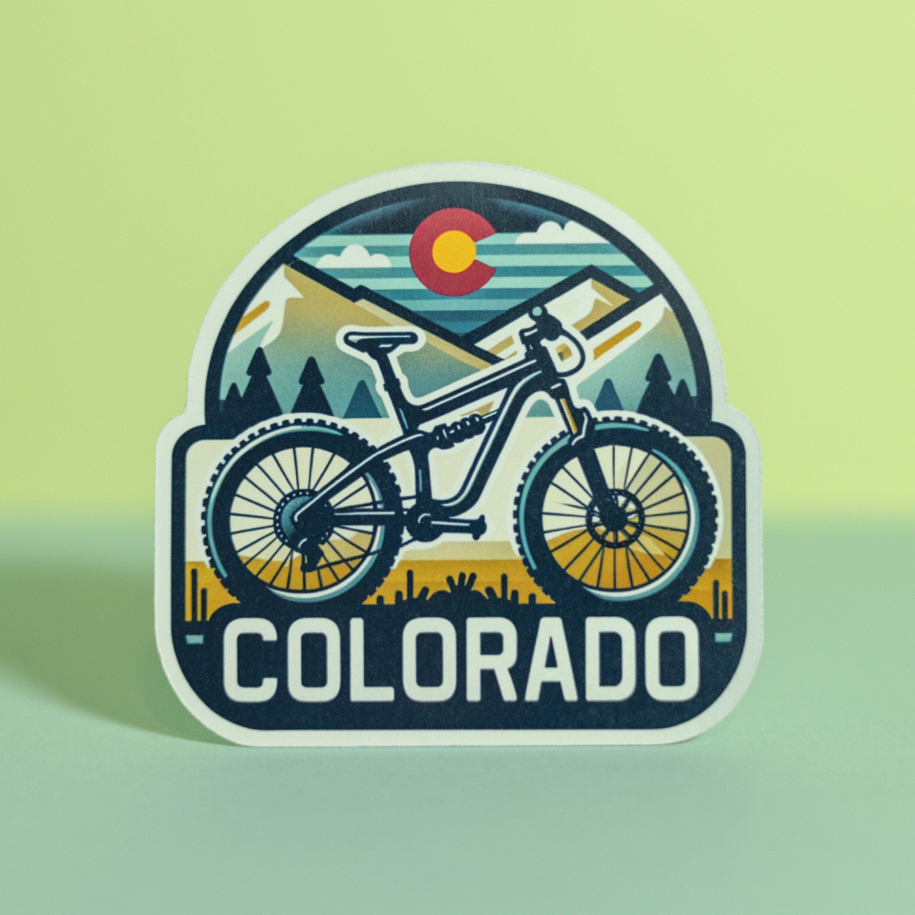 Colorado Sticker Mountain Biking Sticker cap Shape - Etsy