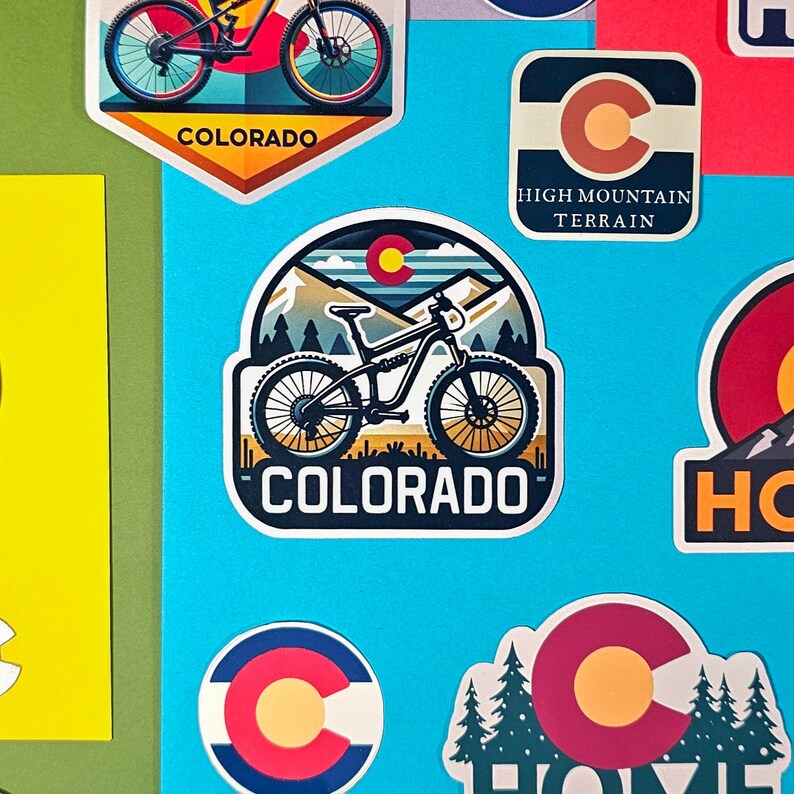 Colorado Sticker Mountain Biking Sticker cap Shape - Etsy