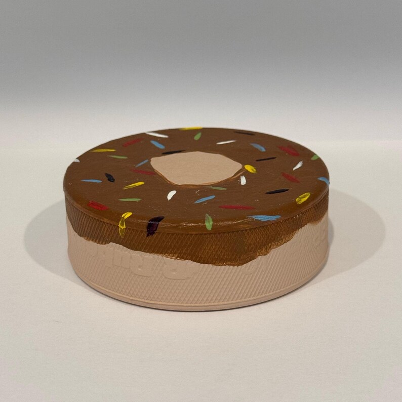 Donut Hockey Puck (hand-painted) Strawberry/chocolate/vanilla - Etsy