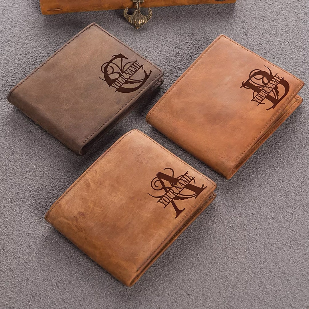 Personalized Men's Leather Wallet Engraved Leather - Etsy