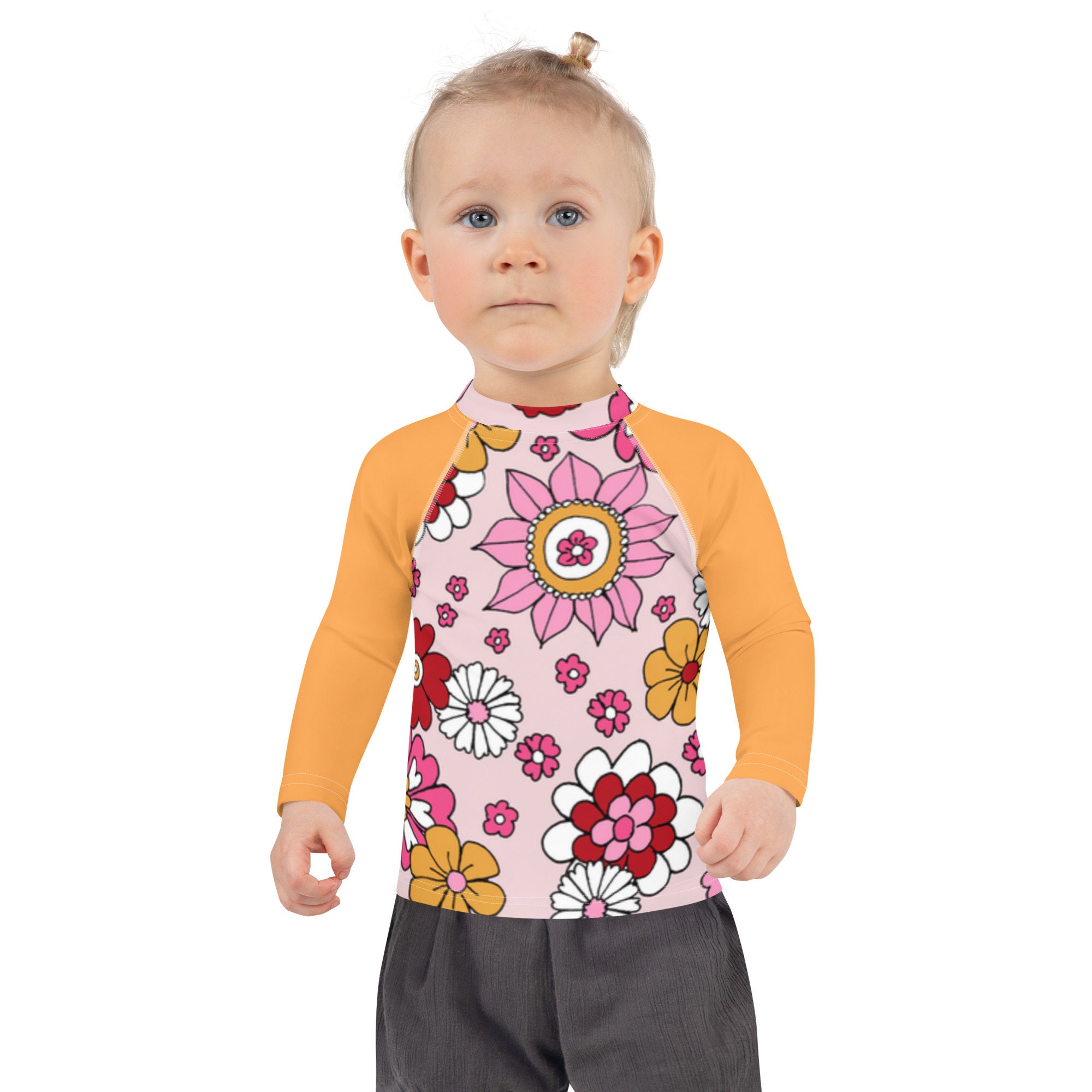 Toddler and Kids flower Power Rash Guard - Etsy
