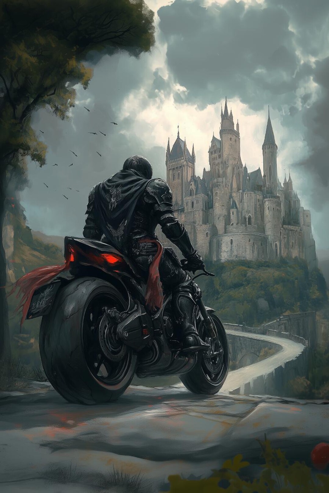 Motorcycle Poster - Gothic Fantasy Motorcycle Art Print | Medieval ...