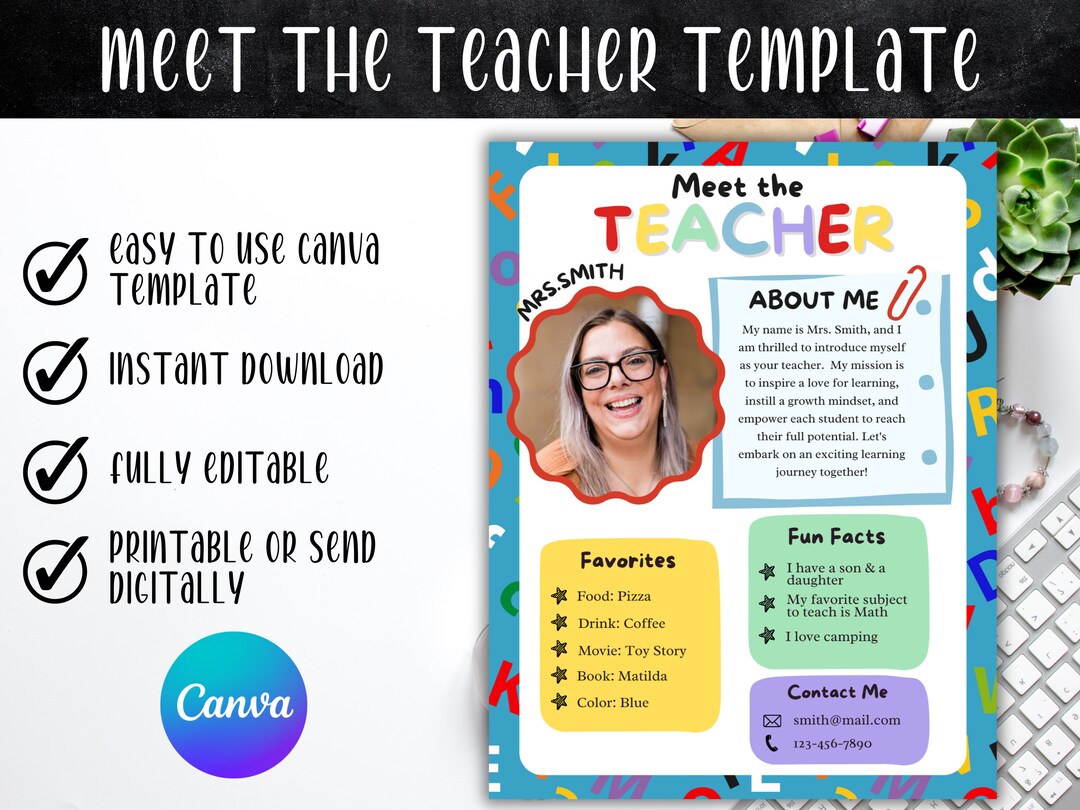 Meet the Teacher Editable Template INSTANT DOWNLOAD Canva - Etsy
