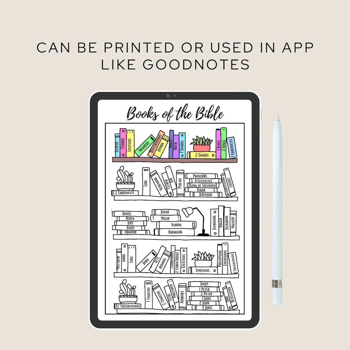 Books of the Bible Bookshelf, Coloring Printable, Bible Checklist ...