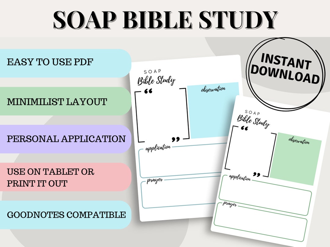 SOAP Bible Study Printable Template | SOAP Bible Study | Digital Bible ...
