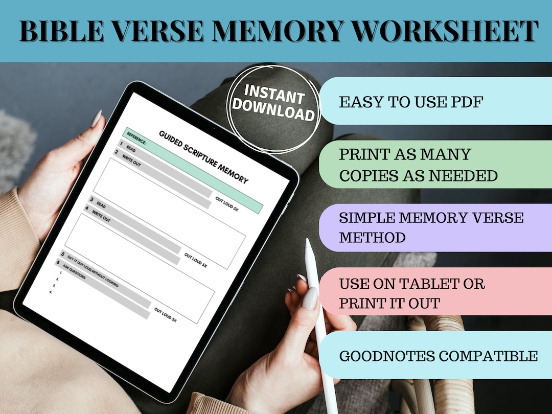 Bible Verse Memory Method Printable | Scripture Memorization | Instant ...