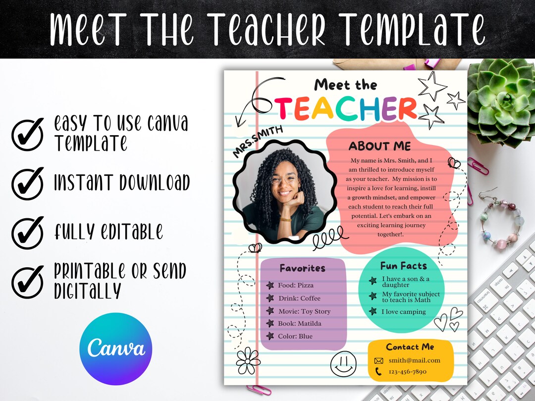 Meet the Teacher Editable Template, INSTANT DOWNLOAD Canva Template ...