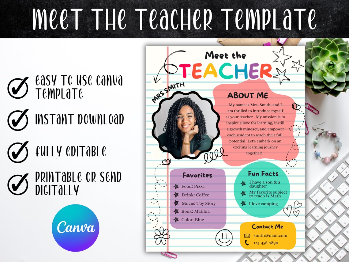 Meet the Teacher Editable Template, INSTANT DOWNLOAD Canva Template ...
