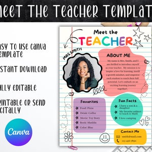 Meet the Teacher Editable Template, INSTANT DOWNLOAD Canva Template ...